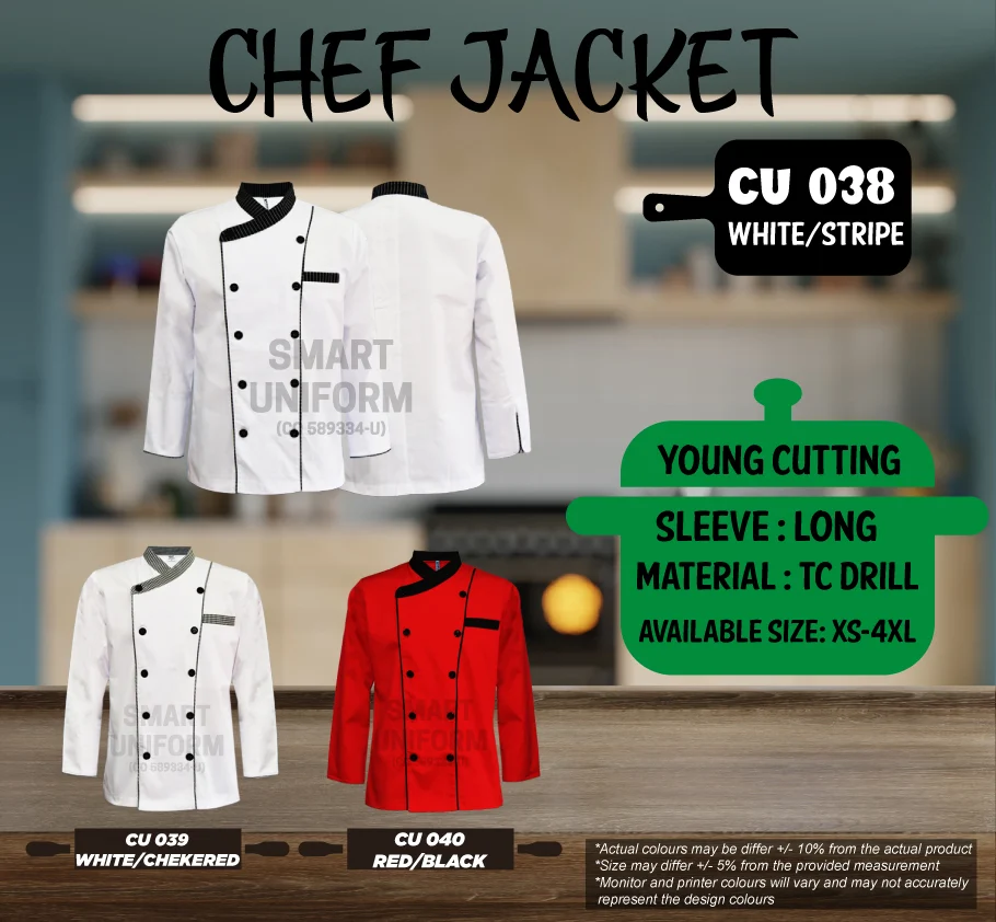READY STOCK LONG SLEEVE CHEF JACKET NORMAL CUTTING (CU 008) - Smart ...